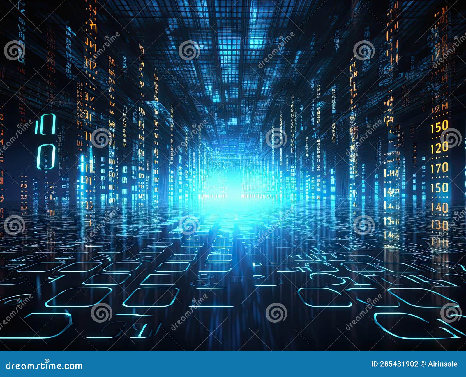 3D Render of Programming Binary World, Machine Processes Inside ...