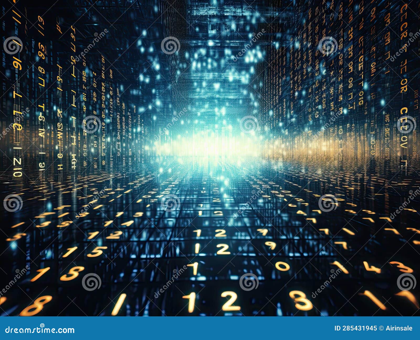 3D Render of Programming Binary World, Machine Processes Inside ...