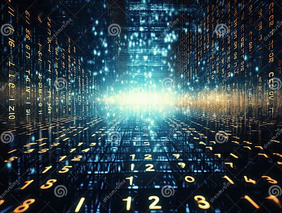 3D Render of Programming Binary World, Machine Processes Inside, Machine Language and Inner ...