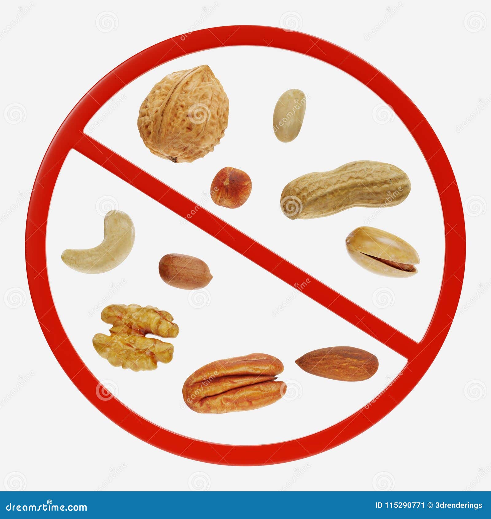 Prohibition Sign with Nuts stock image. Image of forbidden - 115290771
