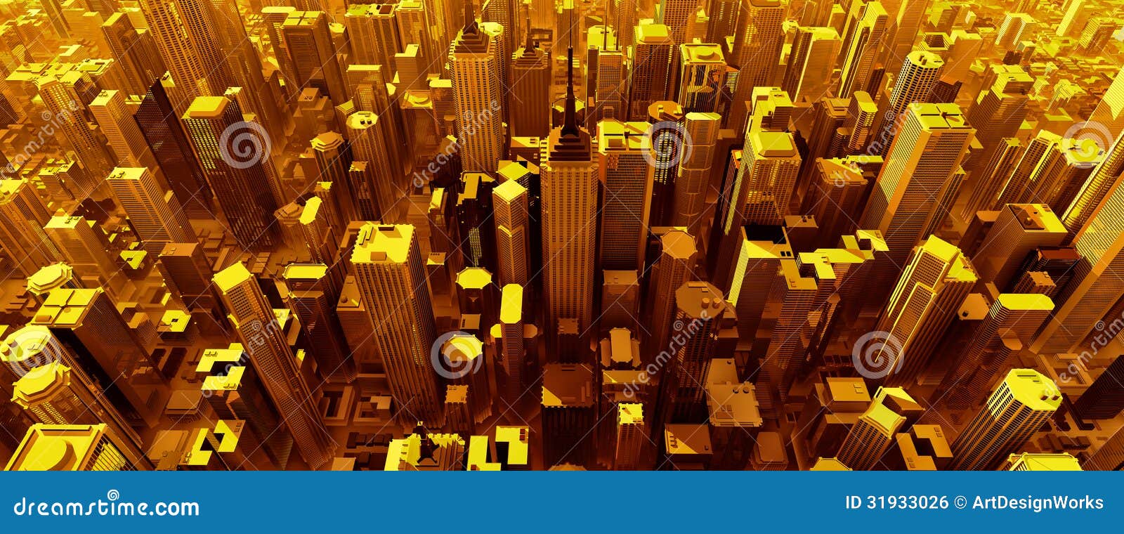 3D Render of Pure Gold City Stock Illustration - Illustration of ...
