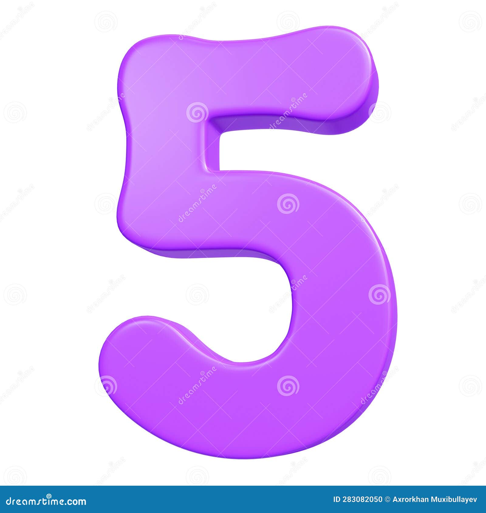 3d Render, Purple Number 5 on White Background Stock Illustration ...
