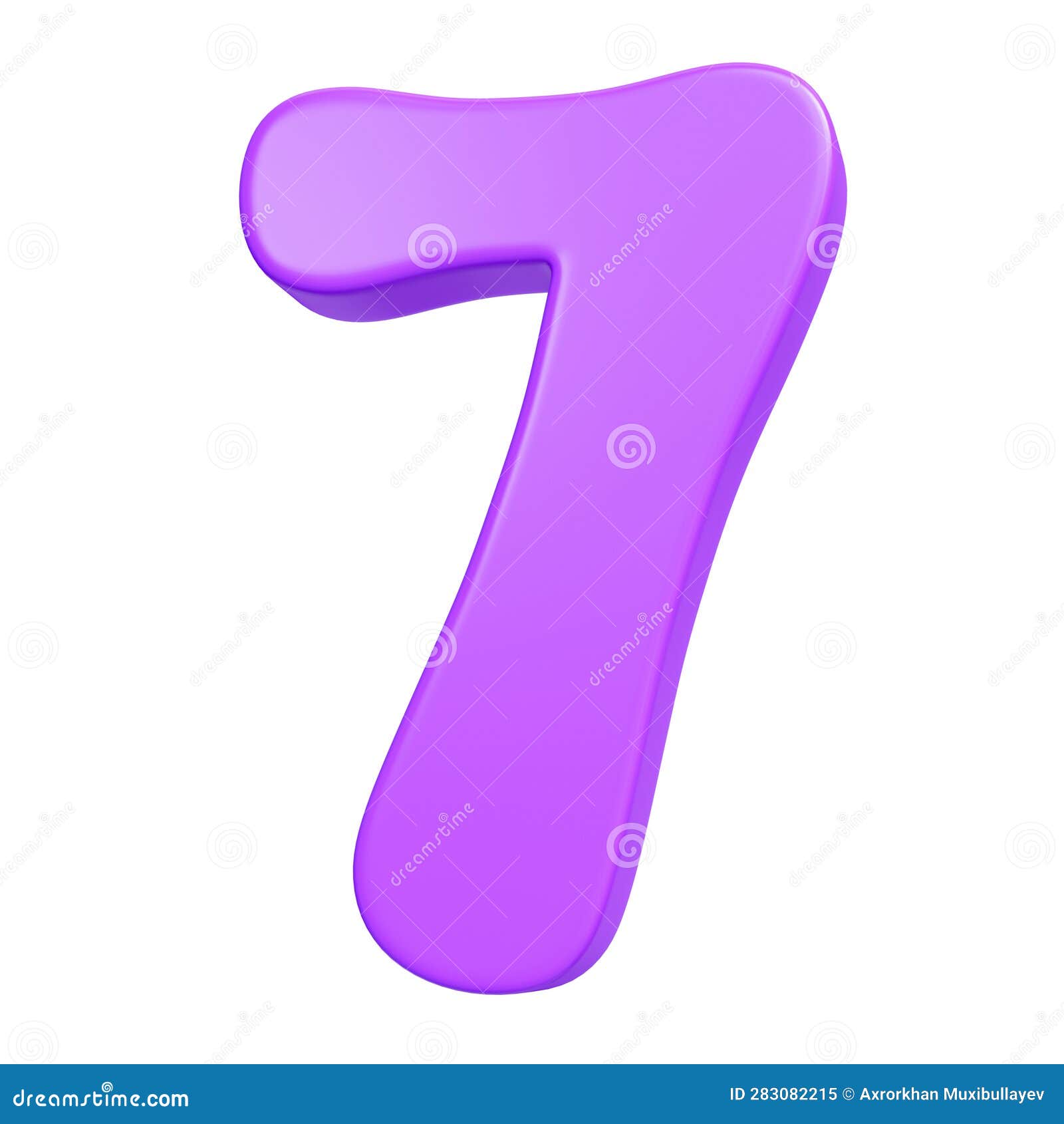 3d Render, Purple Number 7 on White Background Stock Illustration ...