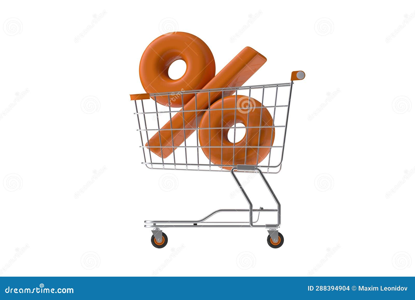3D Render Push Cart for Shopping Stock Illustration - Illustration of ...