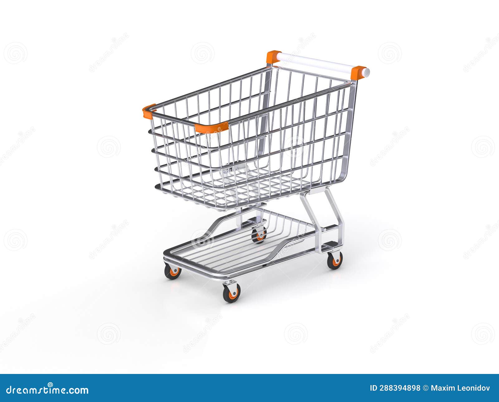 Push Cart for Shopping 3D Render Yellow Plastic Elements Stock ...
