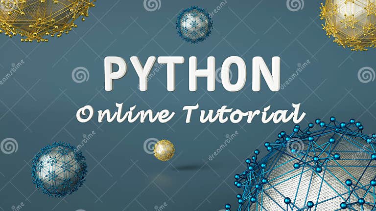 3d Render of Python Online Training Advertisement. Programming Tutorial. Coding Concept. Python ...