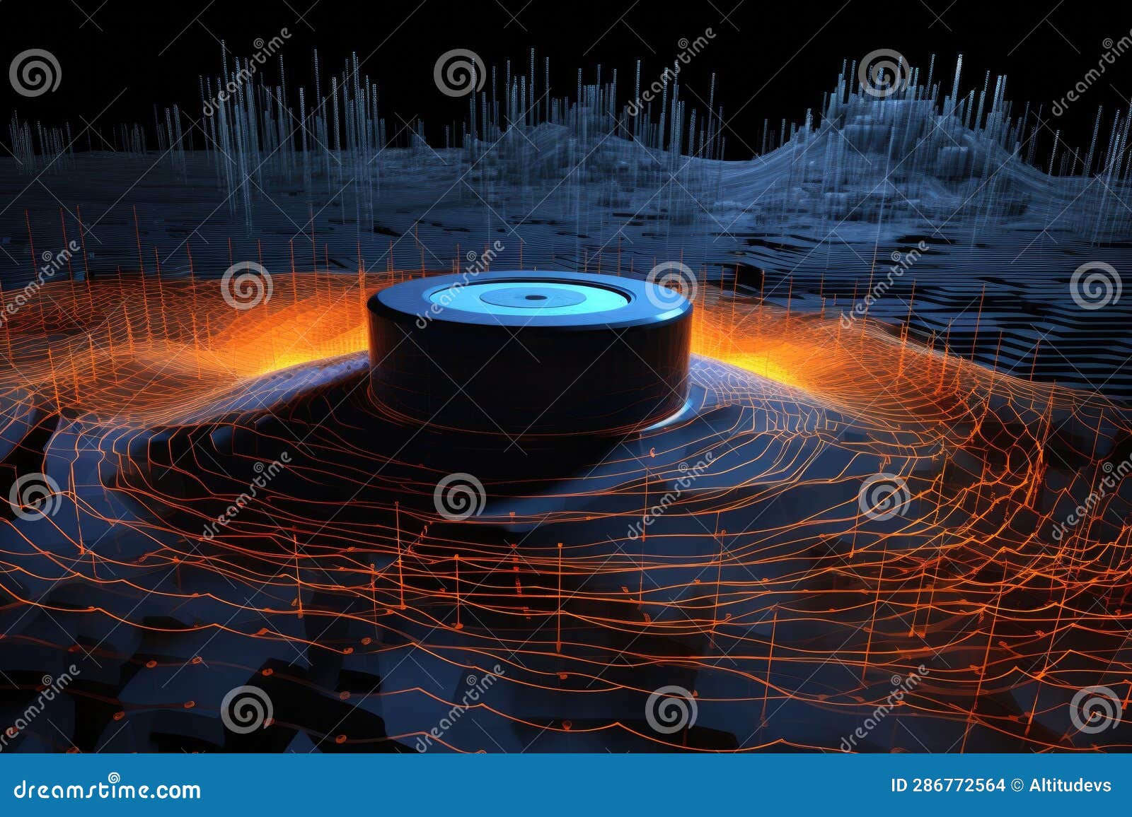 3d Render of Quantum Radar Scanning Waves Stock Illustration ...