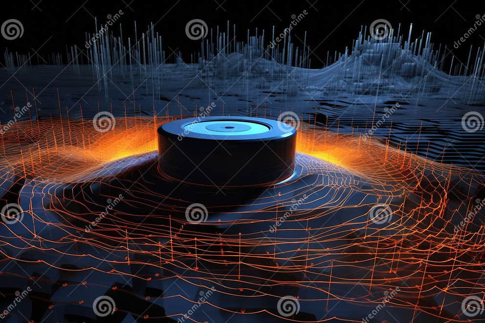 3d Render of Quantum Radar Scanning Waves Stock Illustration ...