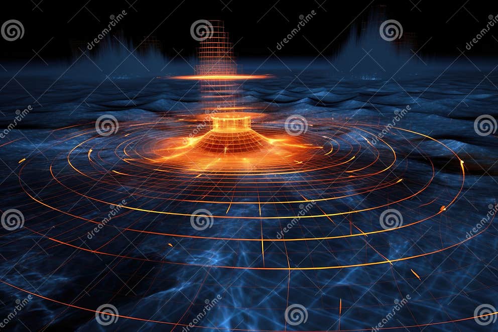 3d Render of Quantum Radar Scanning Waves Stock Illustration ...
