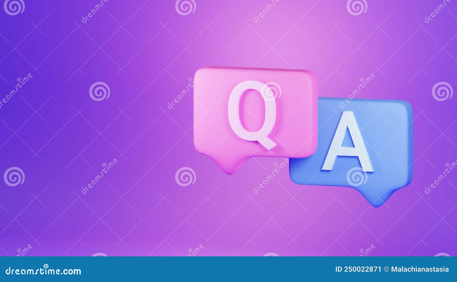 3d Render Question Answer Speech Bubbles Isolated on Purple Background ...