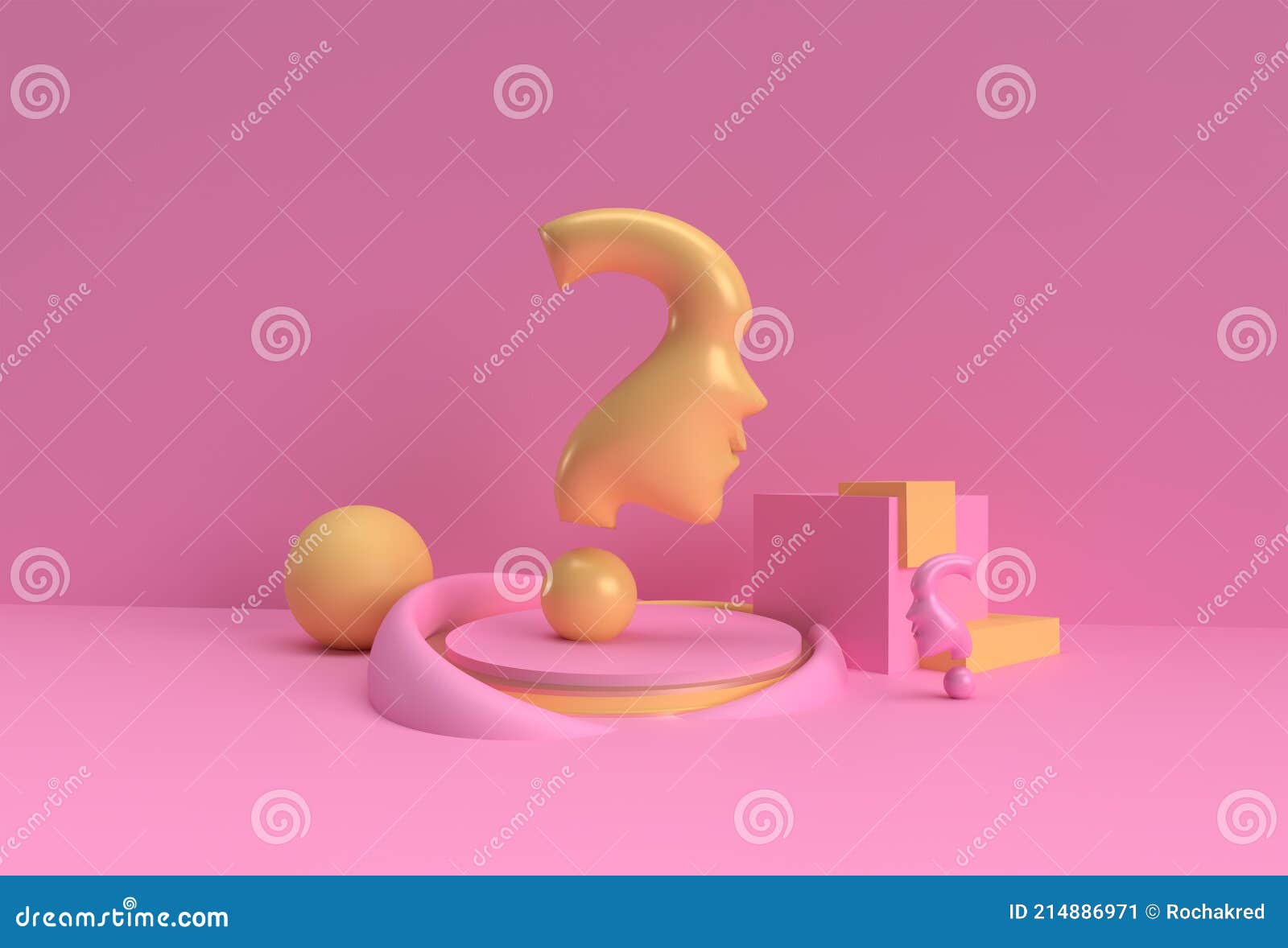 3d Render Question Mark with Human Face Display Products Advertising ...