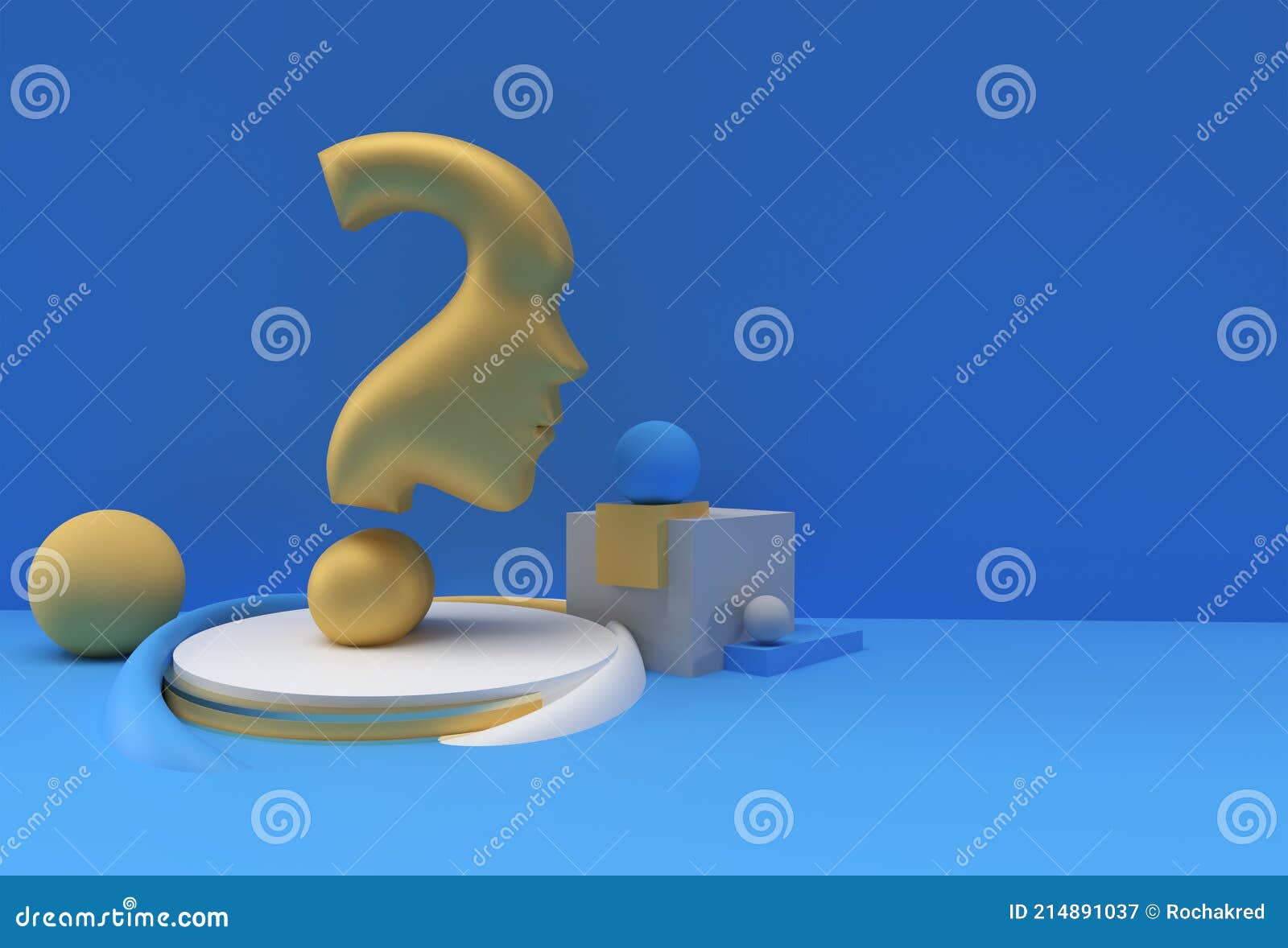 3d Render Question Mark with Human Face Display Products Advertising ...