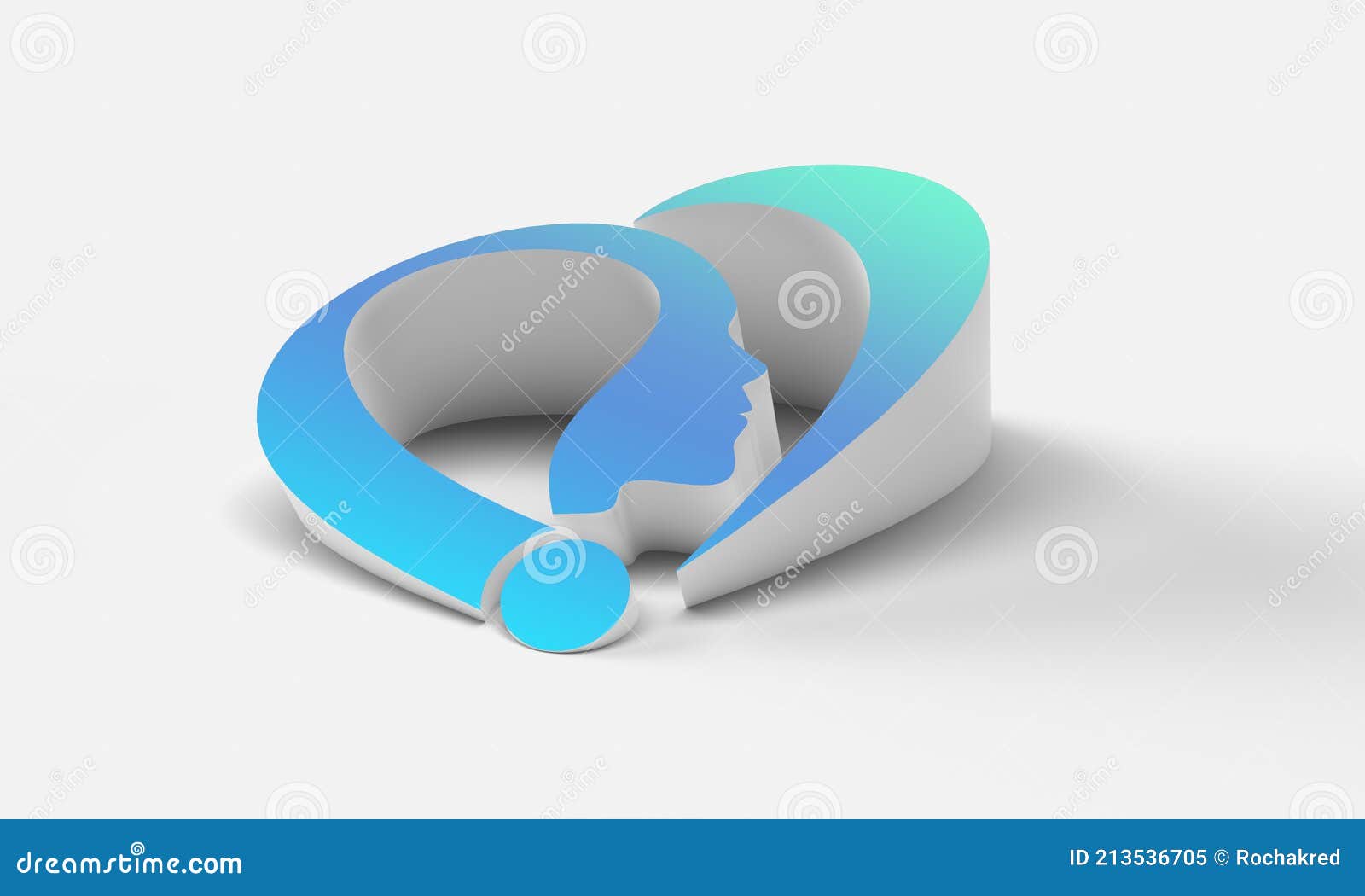 3d Render Question Mark with Human Face Stock Illustration ...