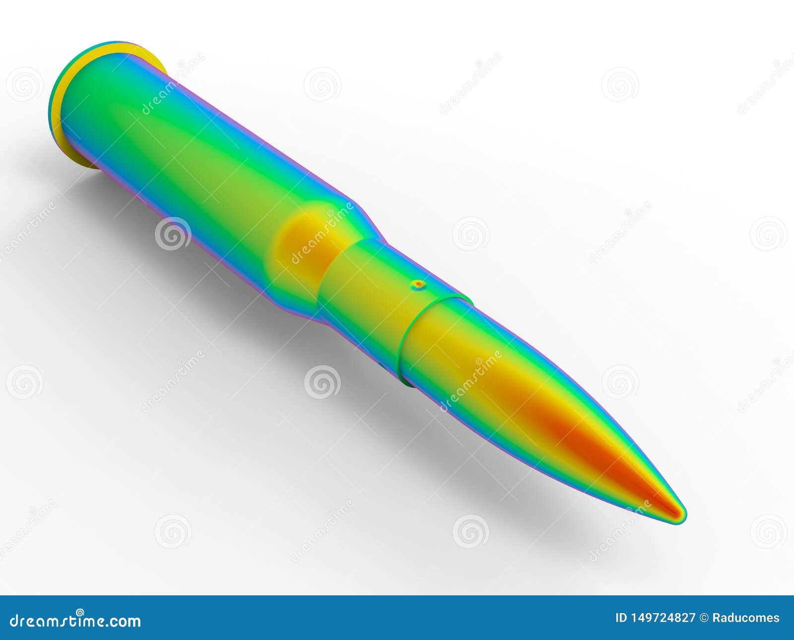 3D Render - Rainbow Colored Assault Rifle Bullet Stock Illustration ...