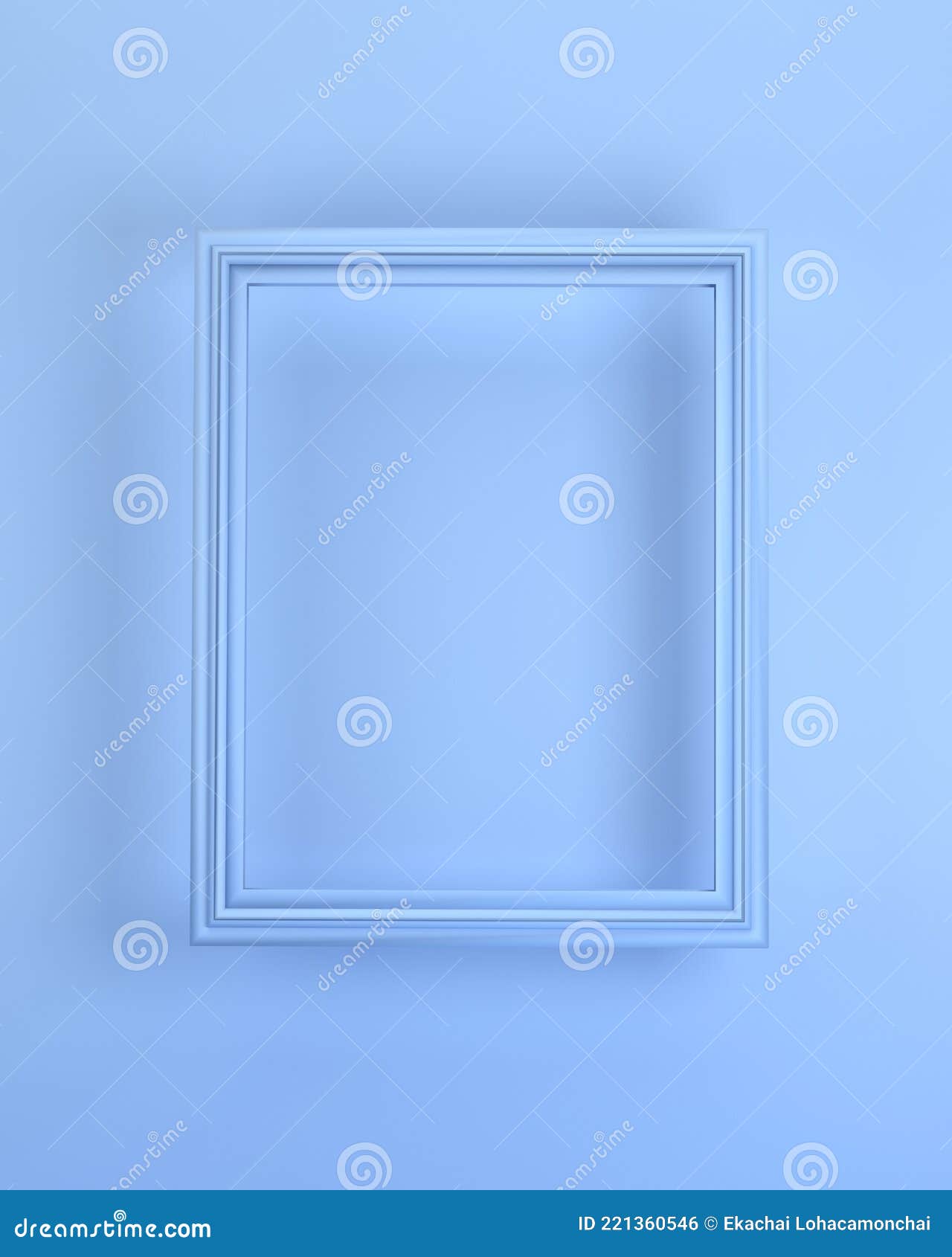 3D Render Realistic Blue Frame. Perfect for Your Photo Presentations on ...
