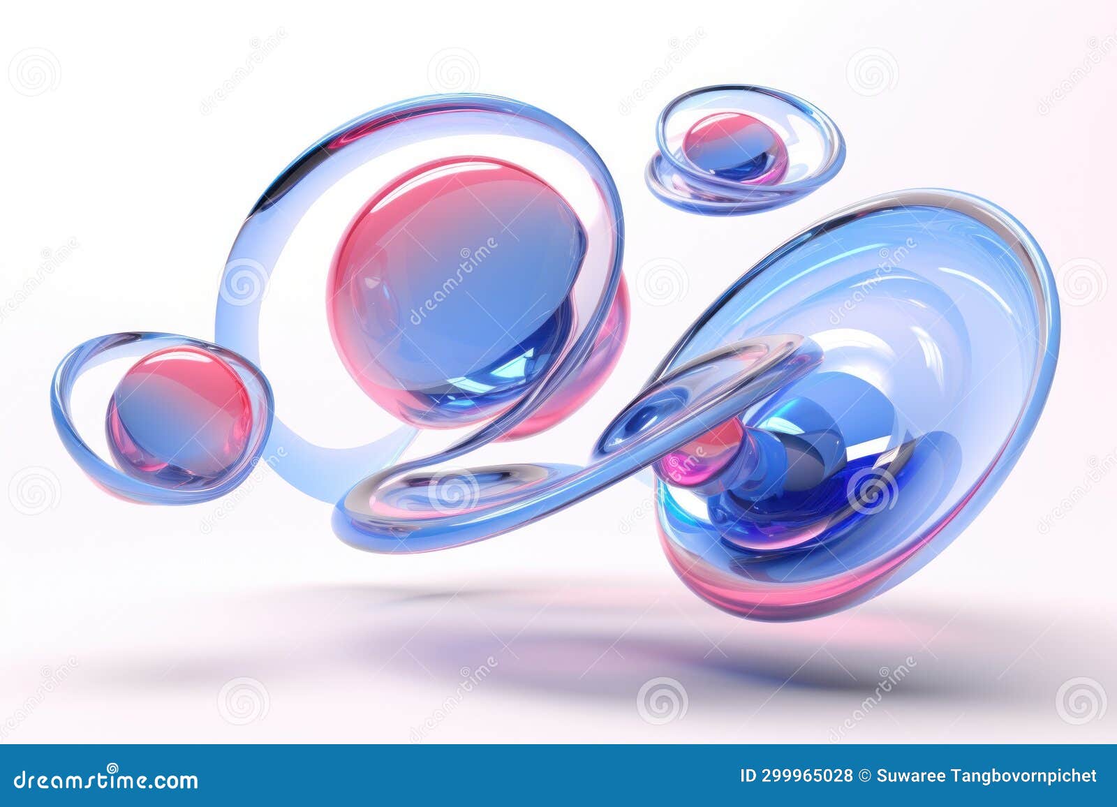 3d Render Realistic Flying Shapes in Motion Isolated on White ...