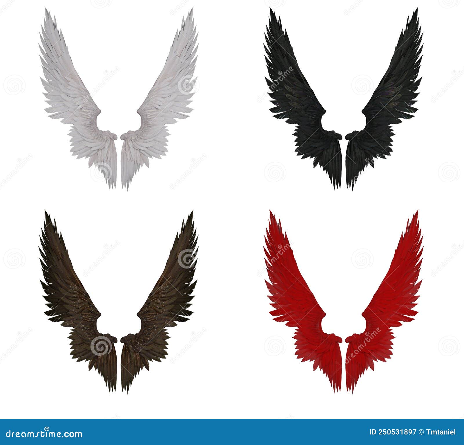 3D Render : Realistic Isolated Angel Wings Pair of Falcon Wings, Wings ...