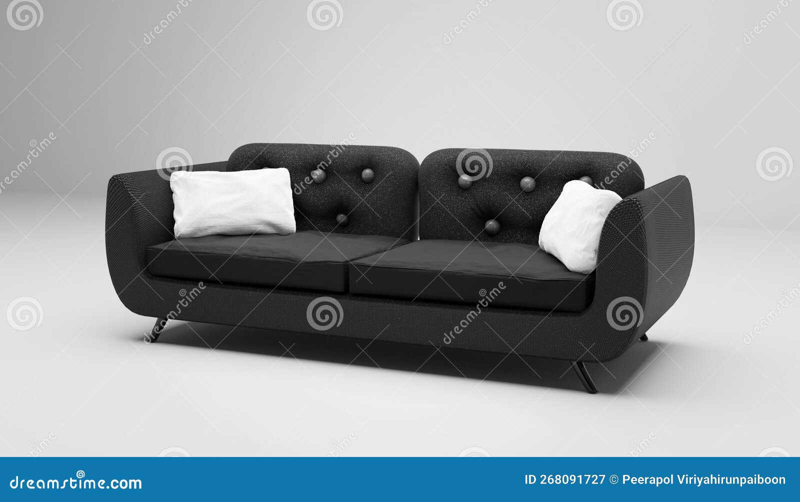 3d Render Realistic Isolated Sofa Font View On White Background High ...