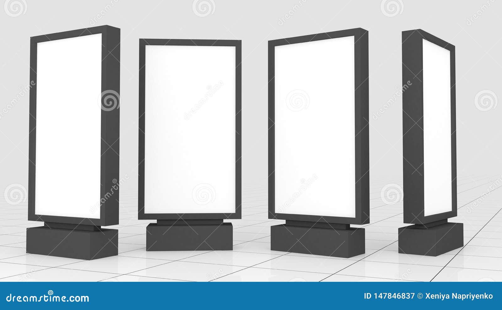3d Render Realistic Light Box Template. Mock Stock Illustration ...