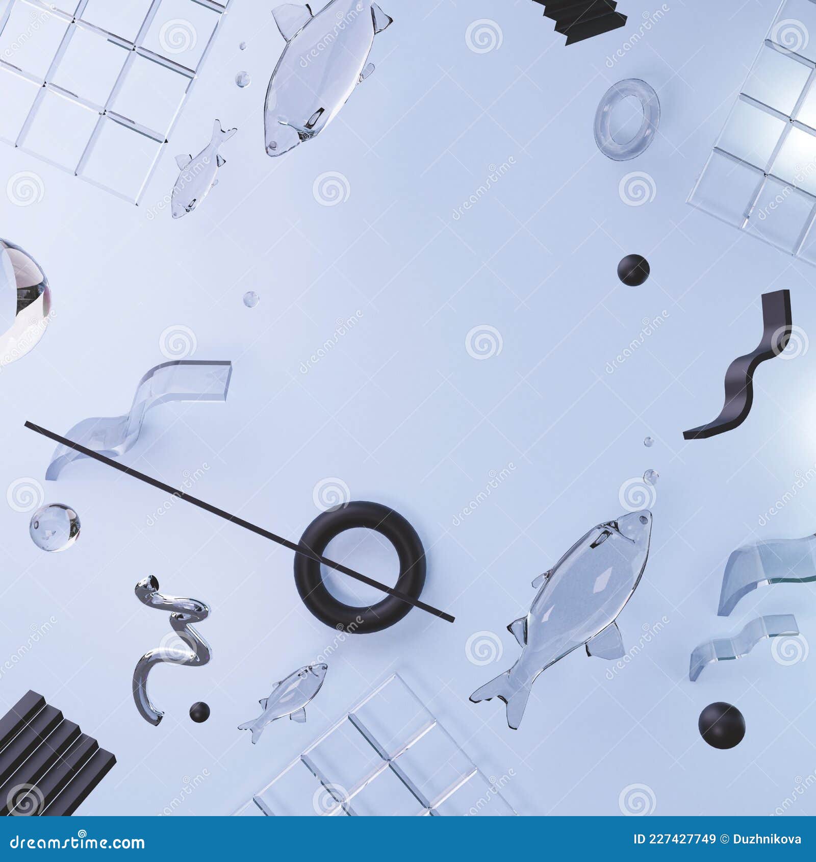 3d Render Realistic Primitives Composition. Flying Shapes on a Light ...