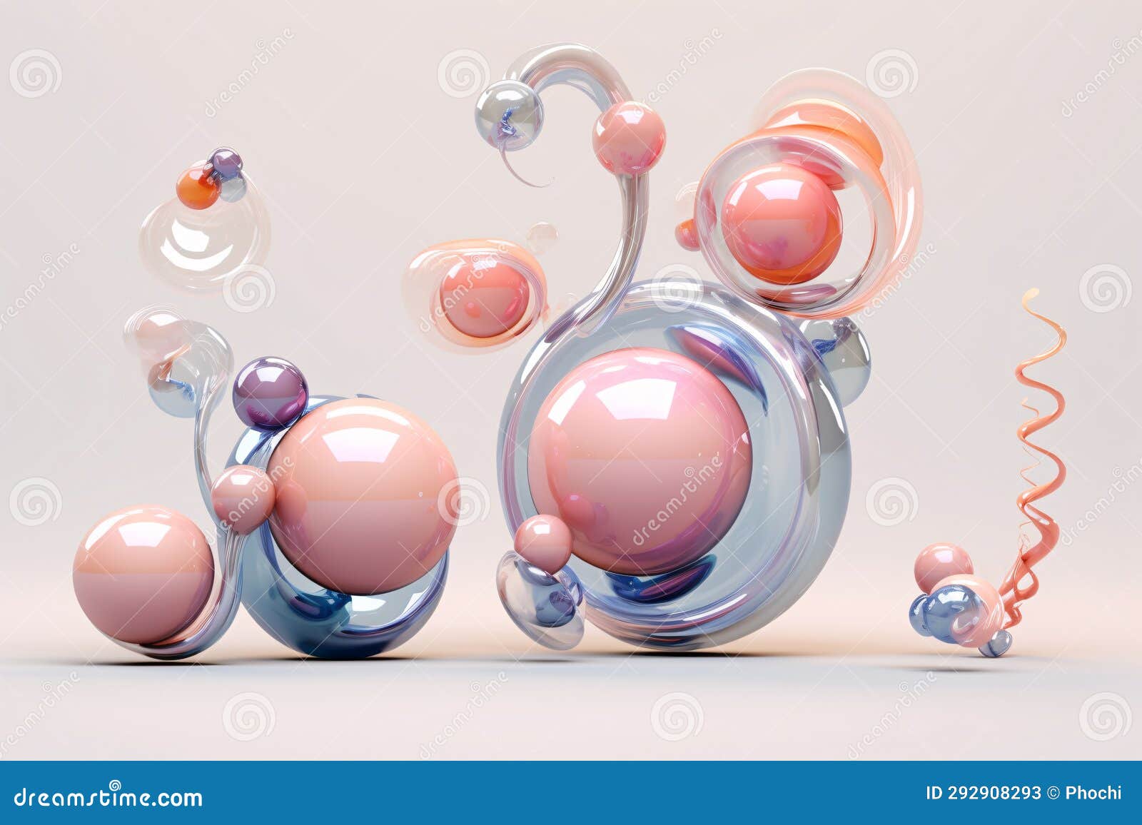 3D Render Realistic Primitives Composition. Flying Shapes in Motion ...