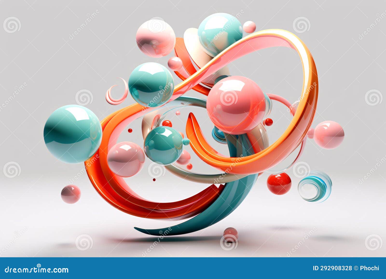 3D Render Realistic Primitives Composition. Flying Shapes in Motion ...