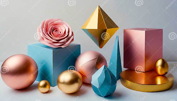 3d Render Realistic Primitives on White Background. Isolated Graphic ...