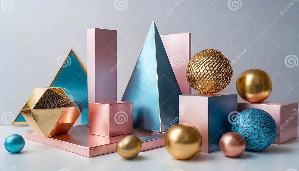 3d Render Realistic Primitives on White Background. Isolated Graphic ...