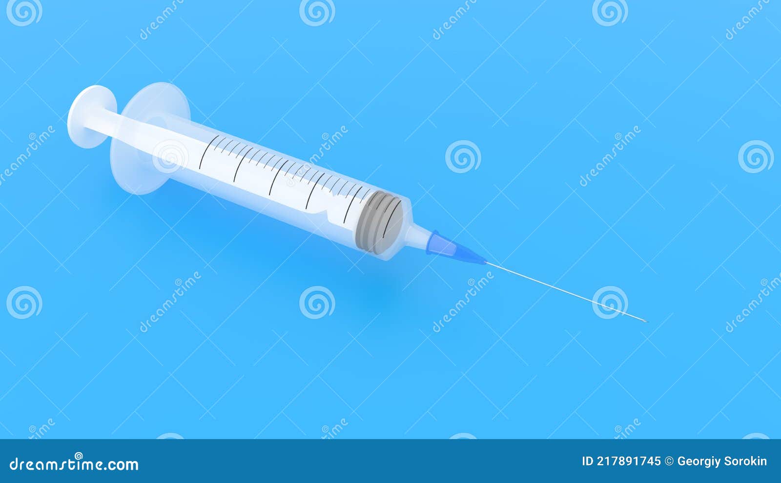 3d Render Realistic Syringe on Blue Background Stock Illustration ...