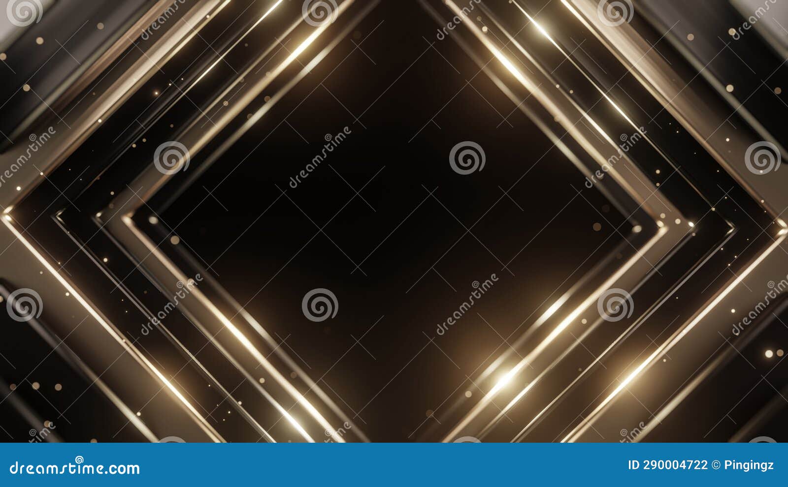3d Render Rectangle Geometric Gold Background Stock Illustration ...