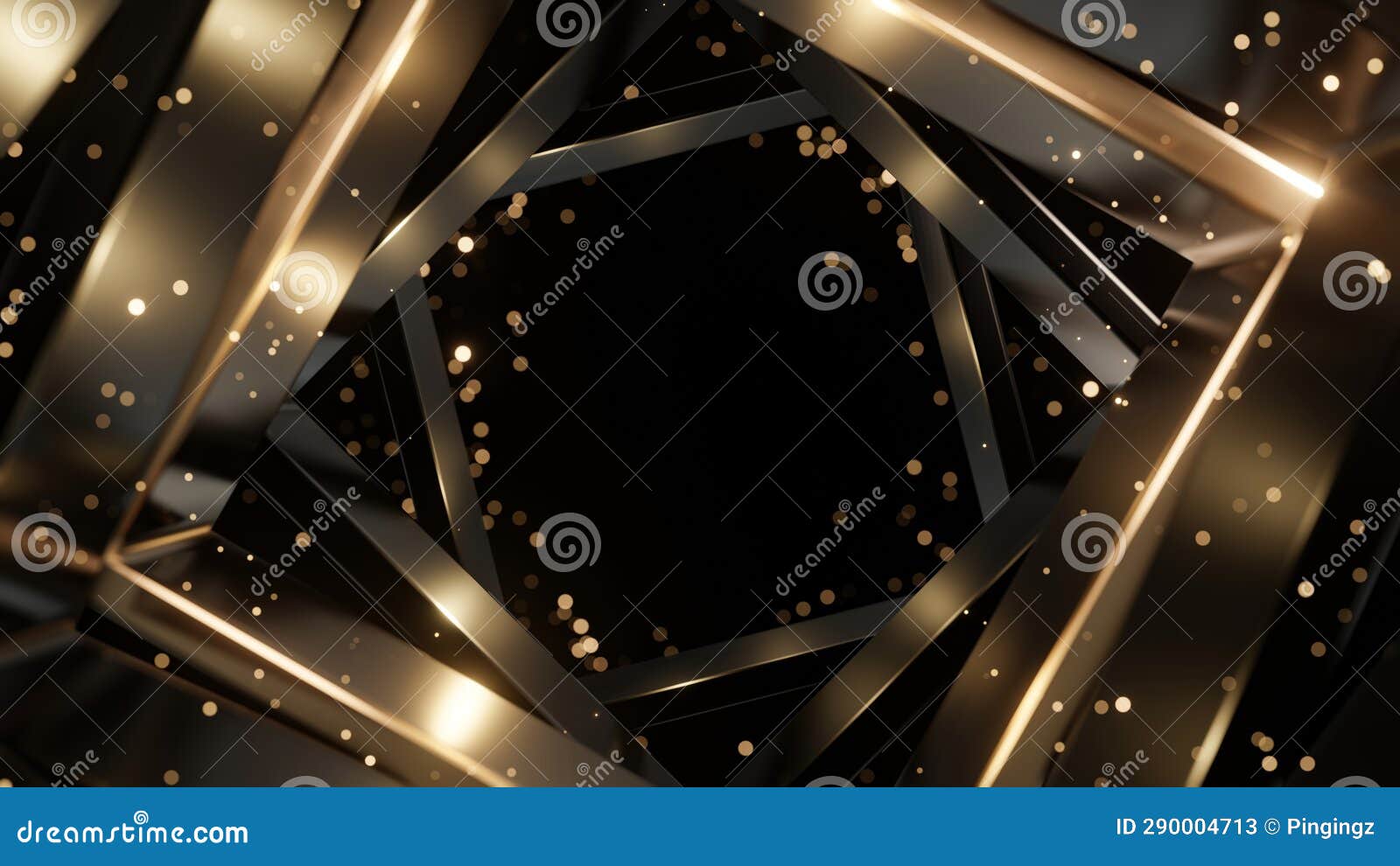 3d Render Rectangle Geometric Gold Background Stock Illustration ...