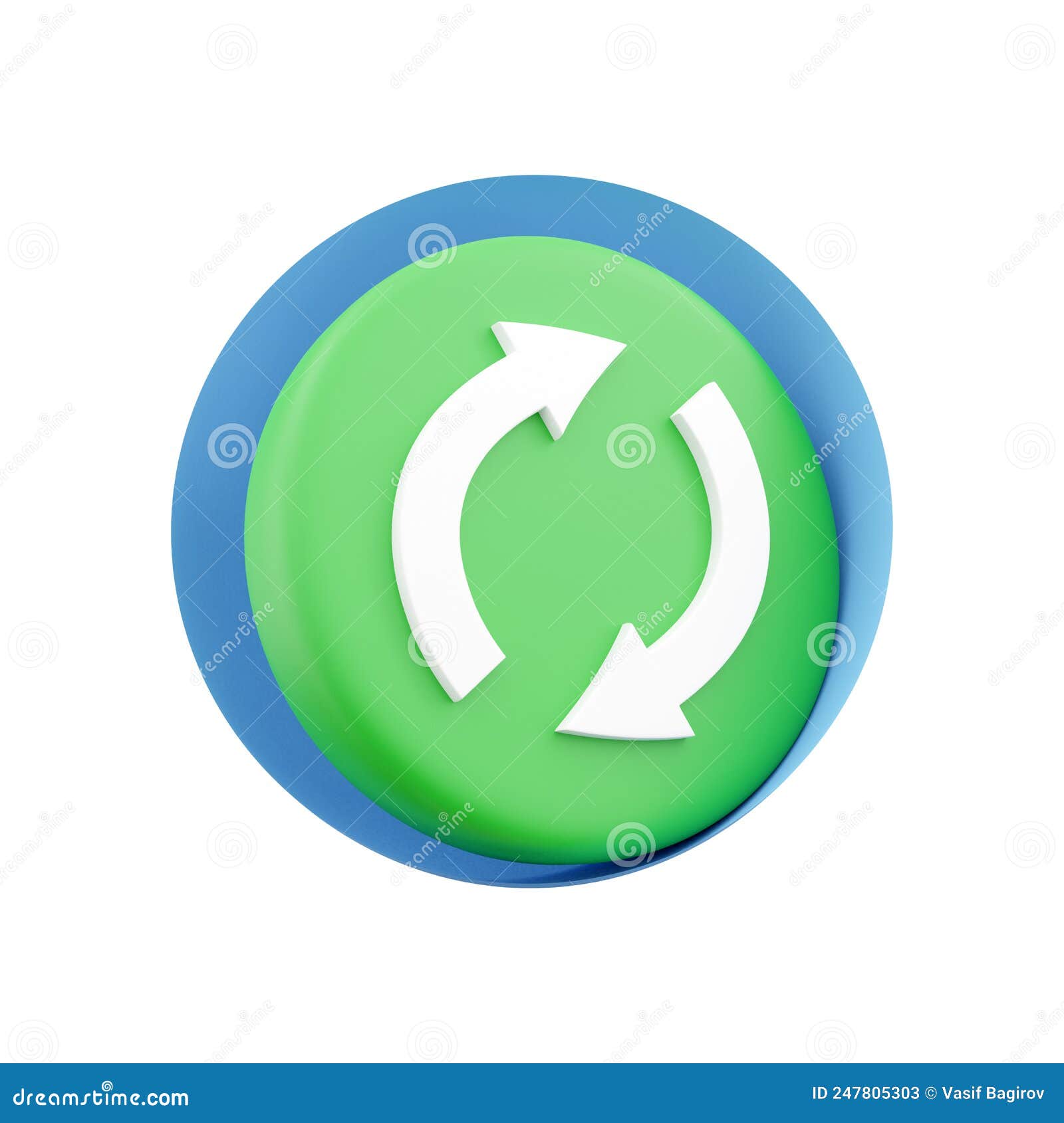 3d Render Recycle Symbol in Blue Circle. 3d Rendering Recycle Symbol in ...