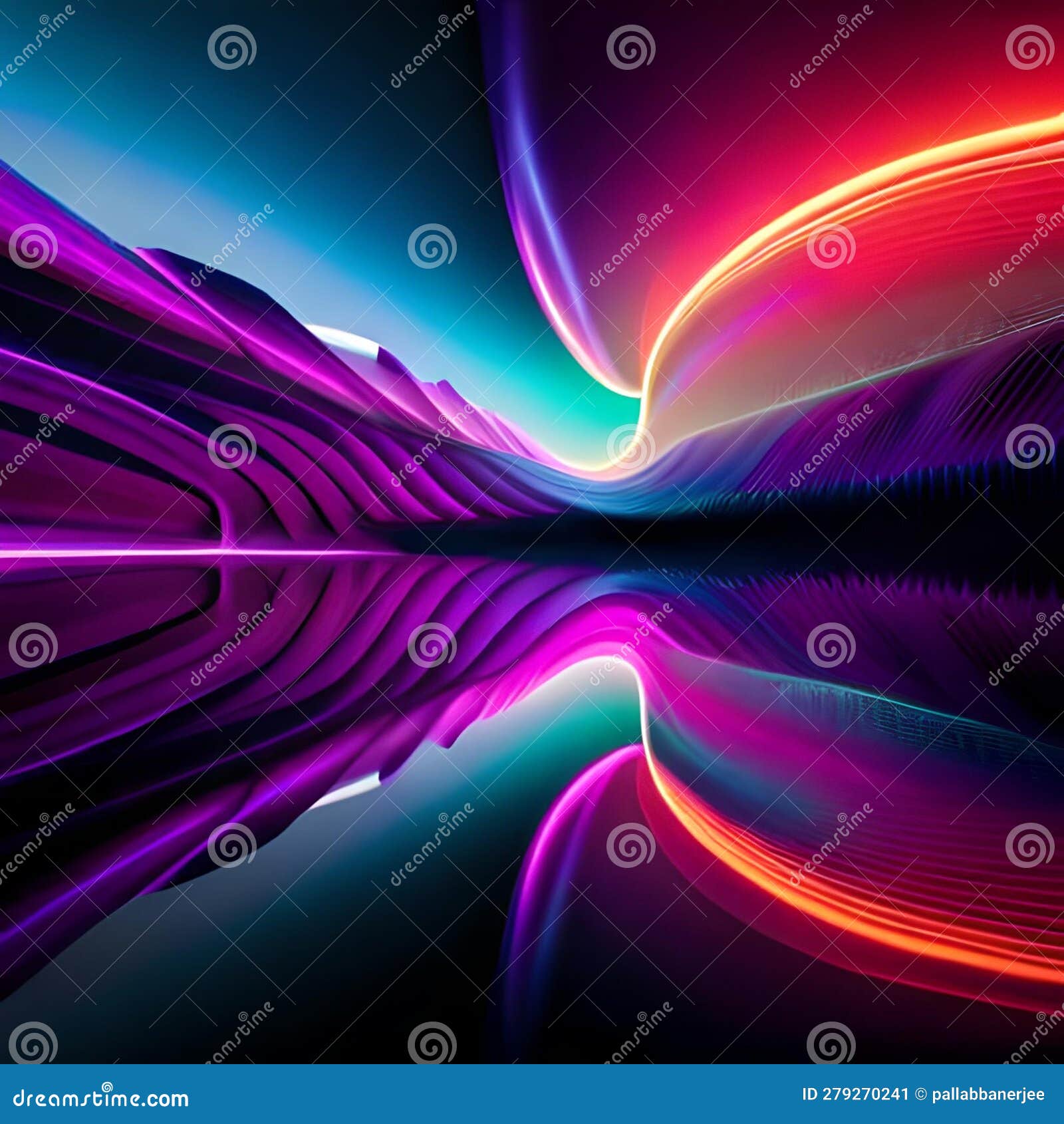 3d Render, Red Blue Wavy Neon Lines, Electronic Music Virtual Equalizer ...