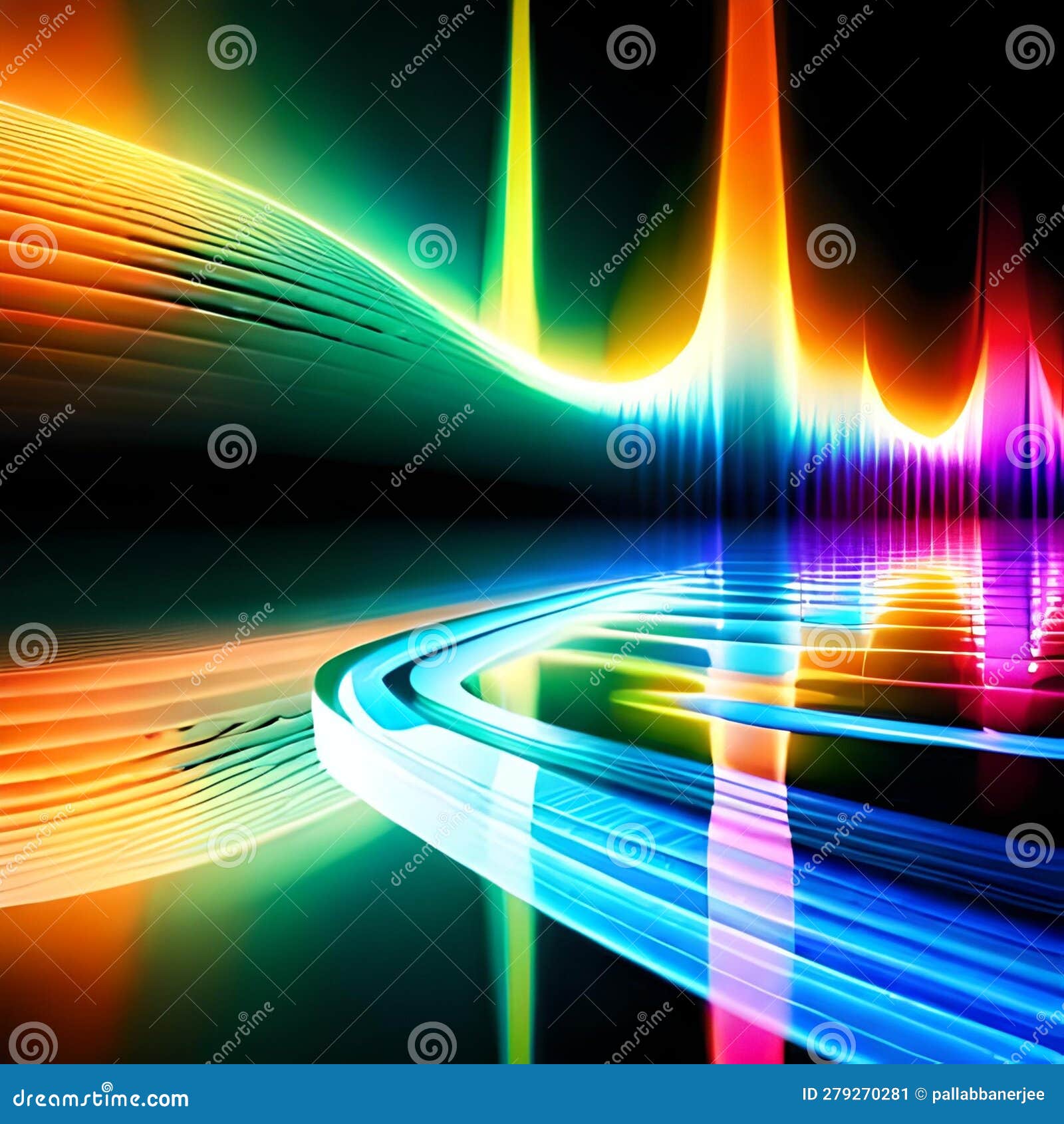 3d Render, Red Blue Wavy Neon Lines, Electronic Music Virtual Equalizer ...