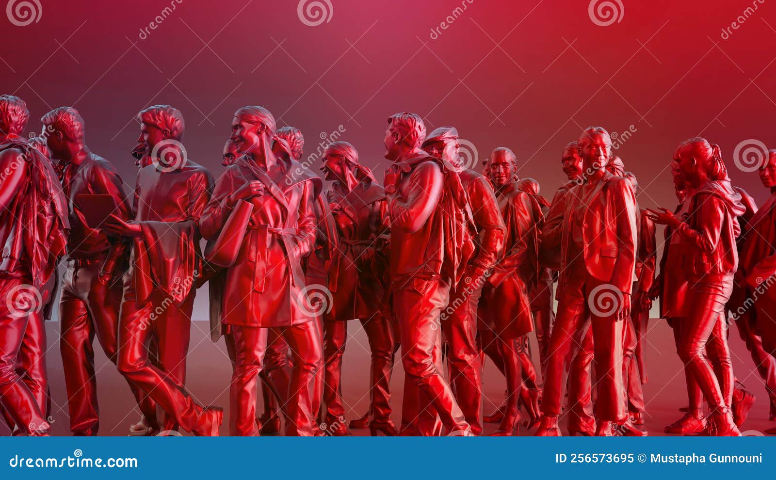 Red Crowd of People. Group of People Standing Together Stock ...