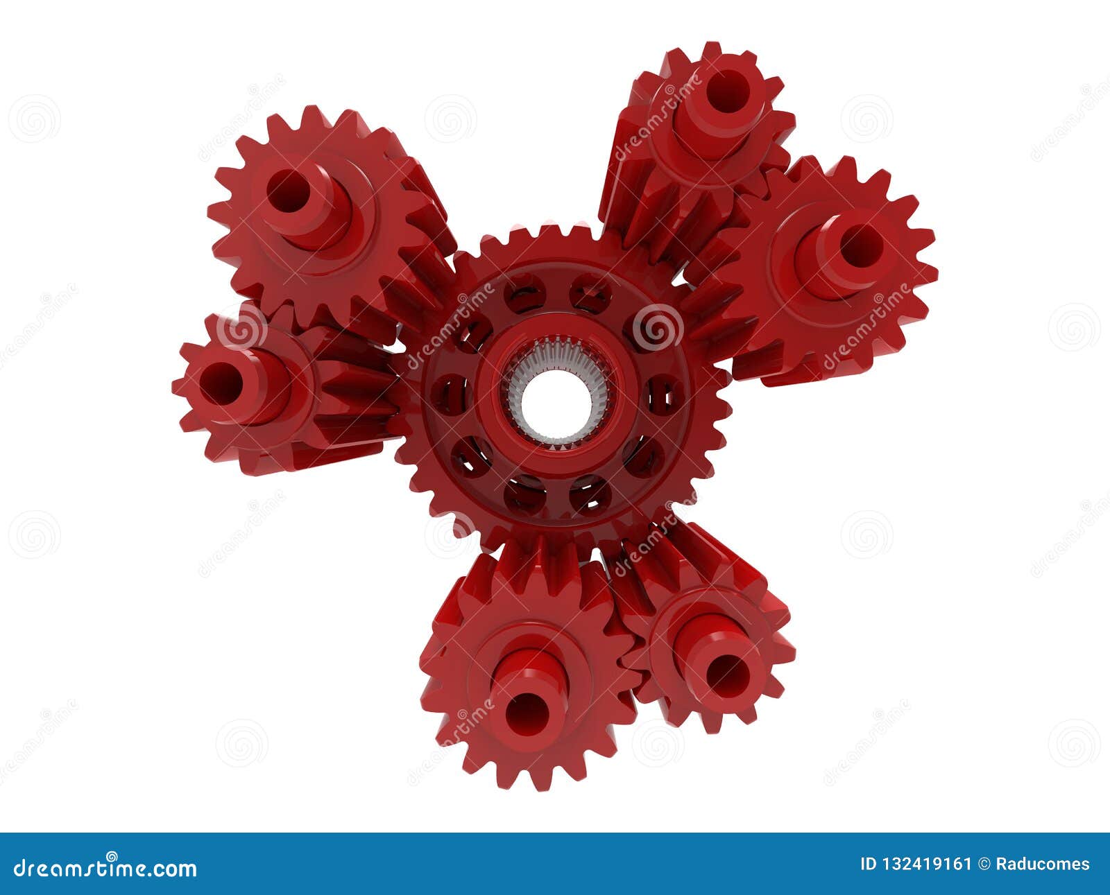 3D Render - Red Gears Assembly Stock Illustration - Illustration of ...