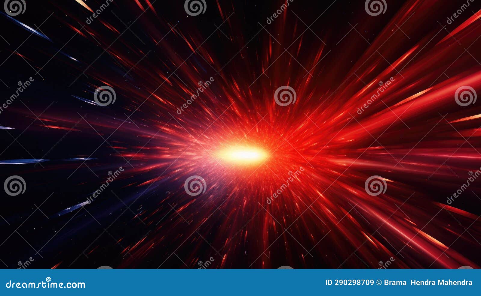 Abstract Background with Red Rays and Stars. Fractal Art. 3D Rendering ...