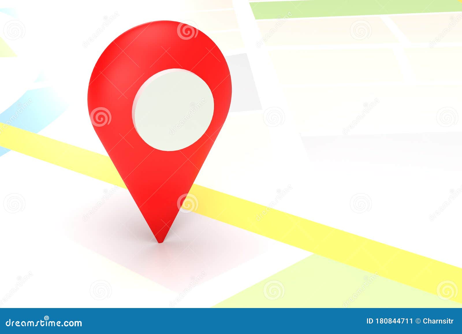 3D of Red Map Pointer on GPS Map Stock Illustration - Illustration of ...