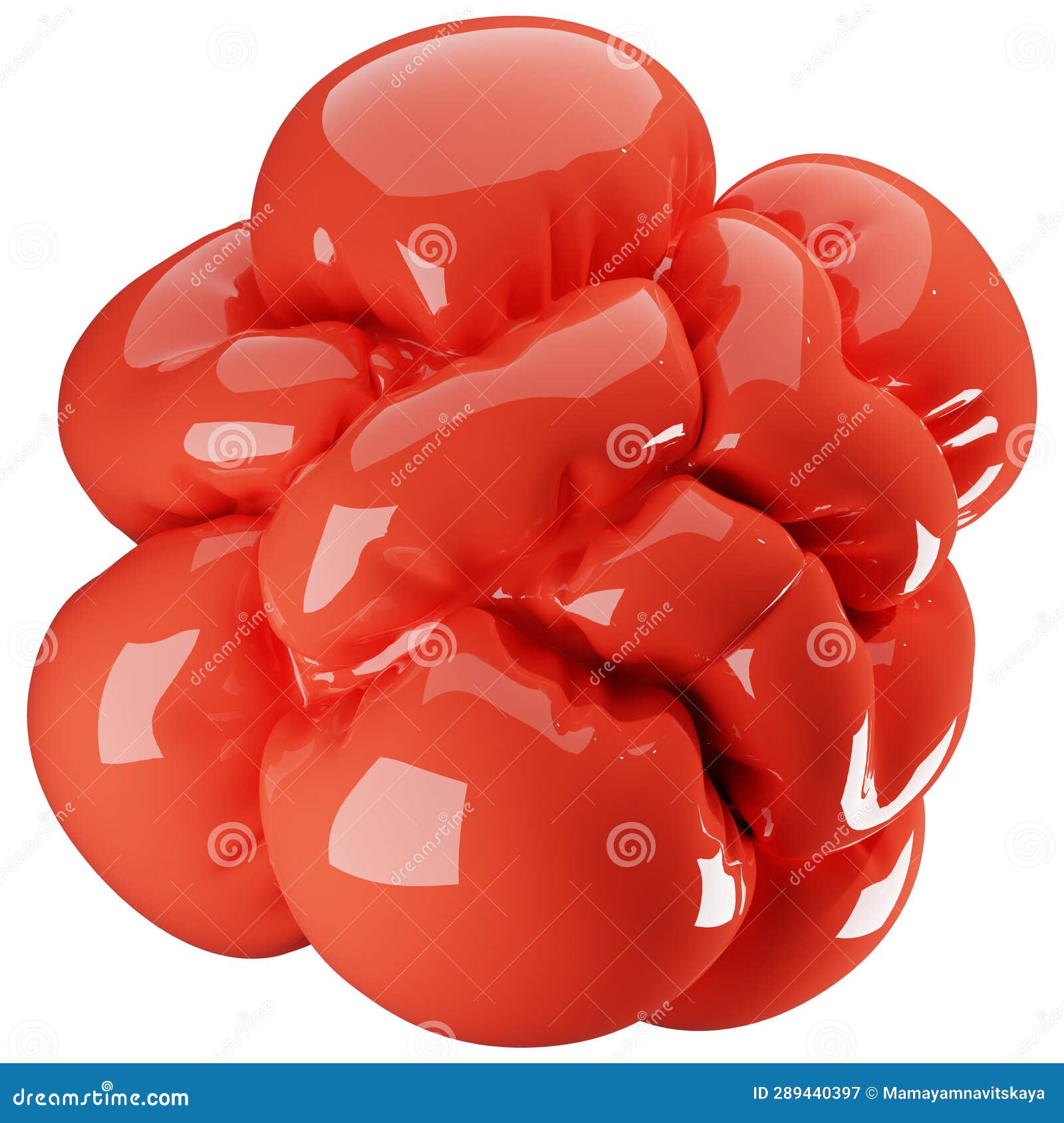 3D Render Red Object Illustration, Inflated Abstract Balloon Clipart ...