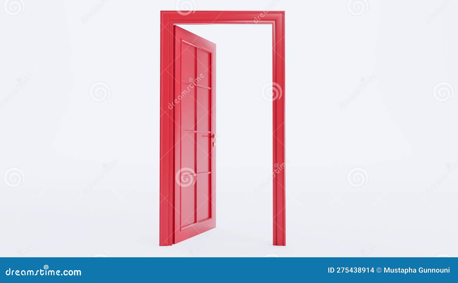 Red Open Door Isolated on White Background Stock Illustration ...