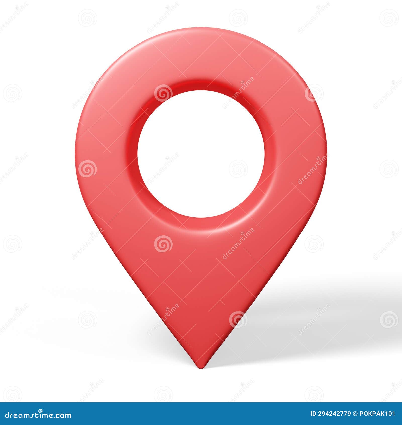 3D Render Red Pin Map Location Pointer Icon Stock Illustration - Illustration of isolated ...
