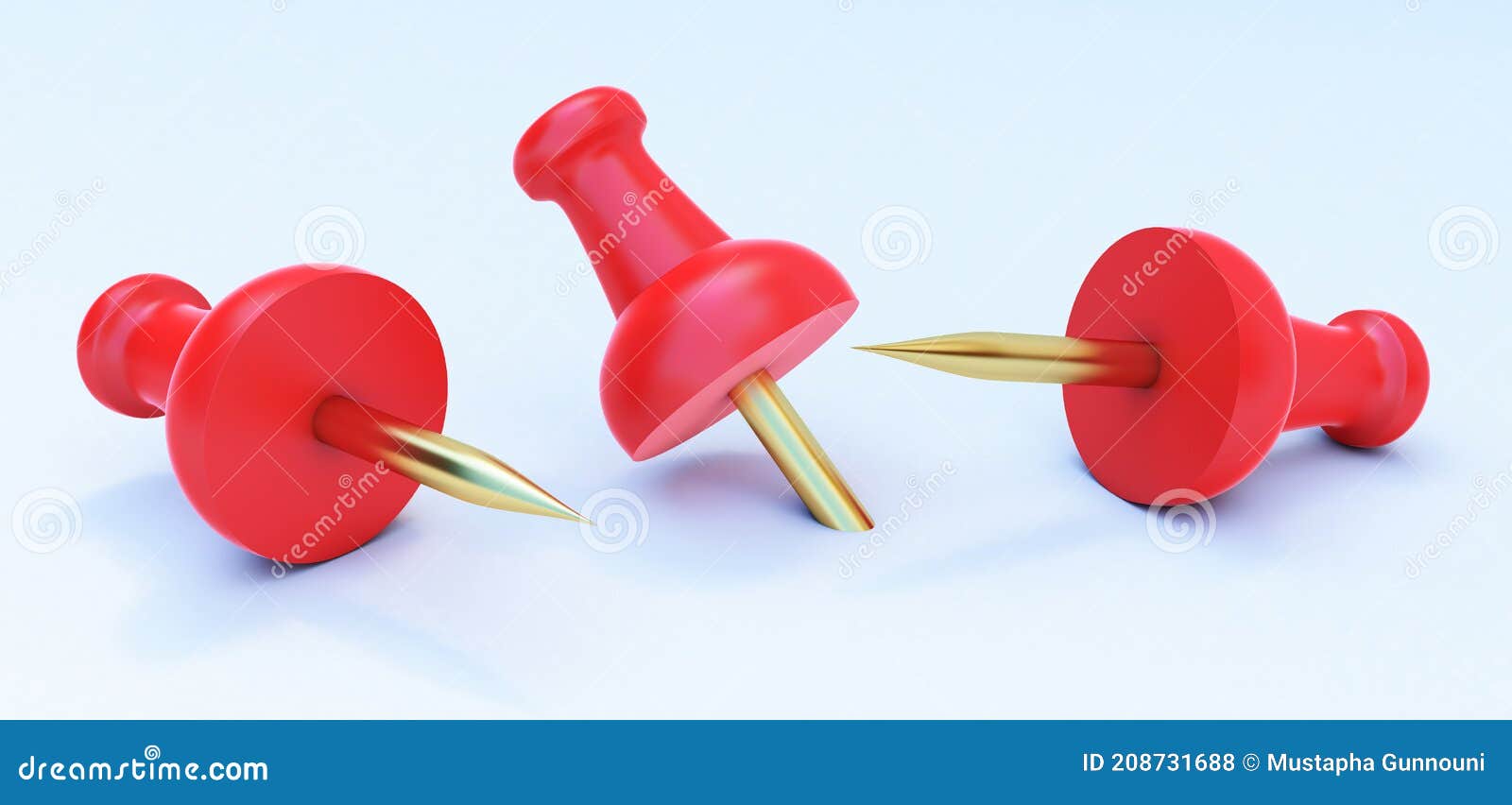 Red Pushpin Realistic 3d Push Pins Pinned in Different Angles Isolated ...