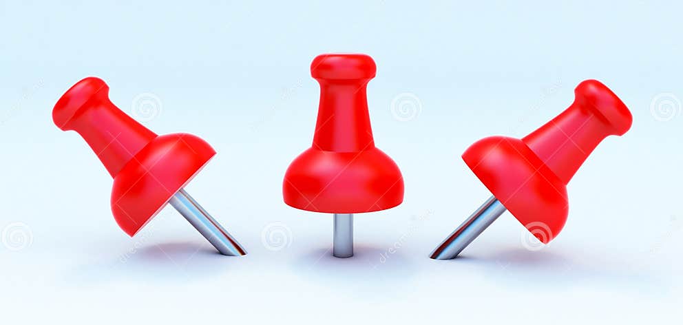 Red Pushpin Realistic 3d Push Pins Pinned in Different Angles Isolated ...