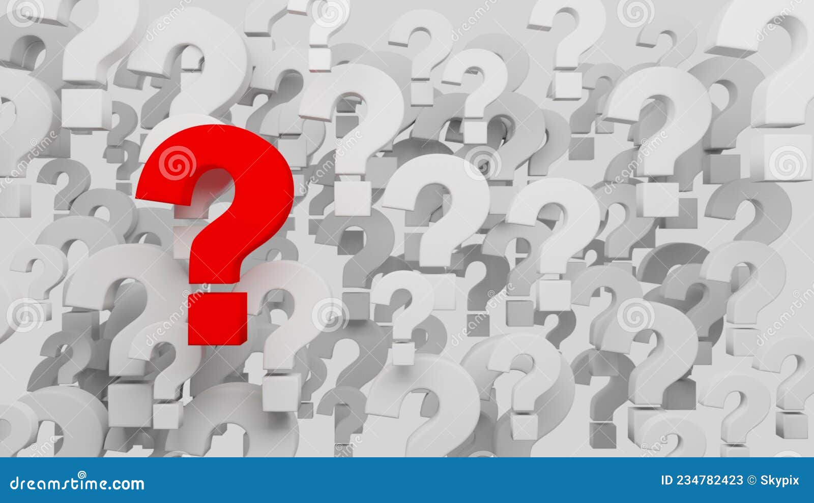 3D Render of Red Question Mark with Backdrop of White Ones Stock ...
