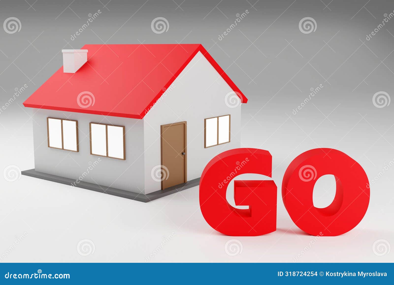 3d Render Red Sign Go and Grey Background. Simple Minimalism Concept ...