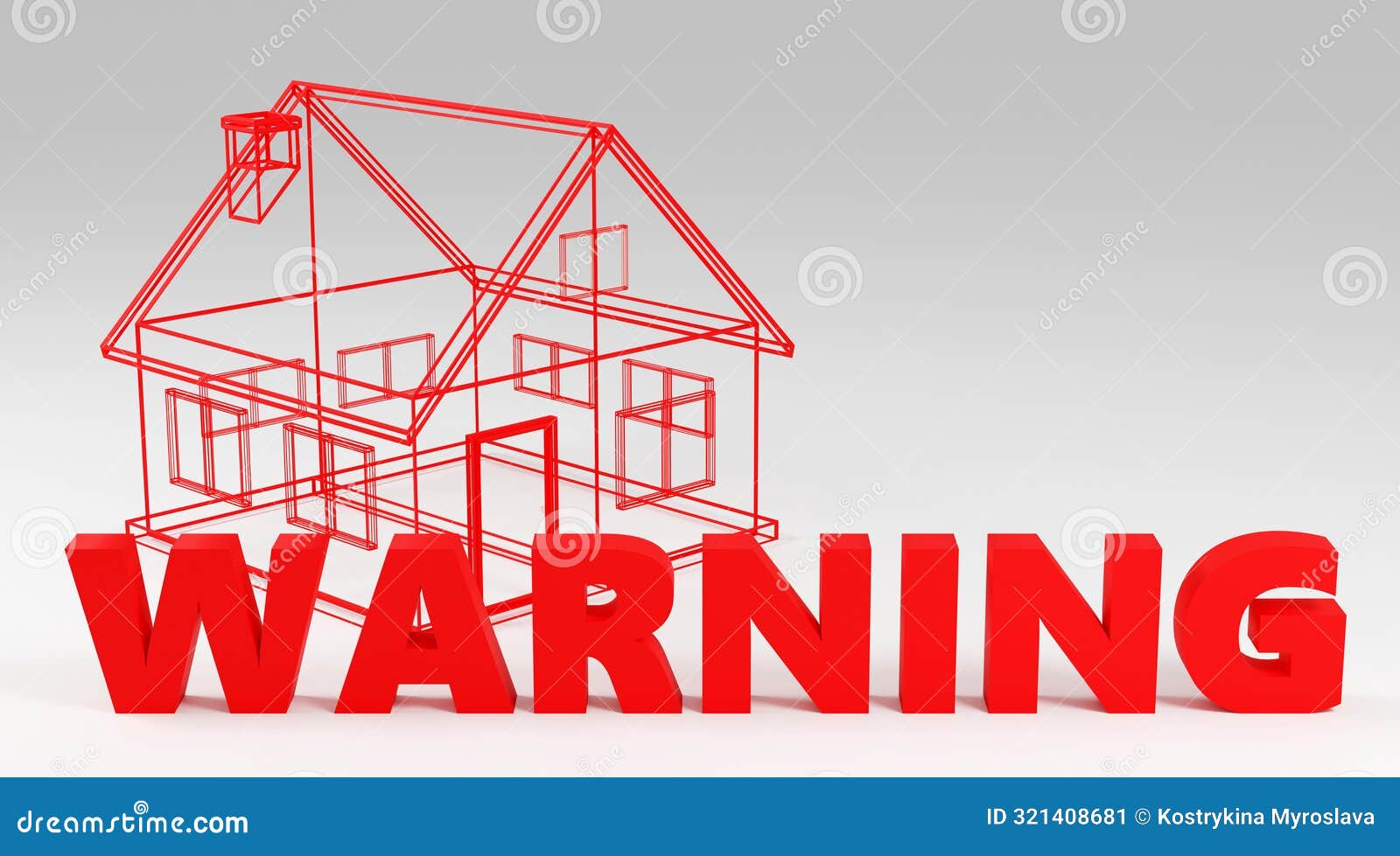 3d Render Red Sign Warning and Gray Background. Simple Minimalism ...