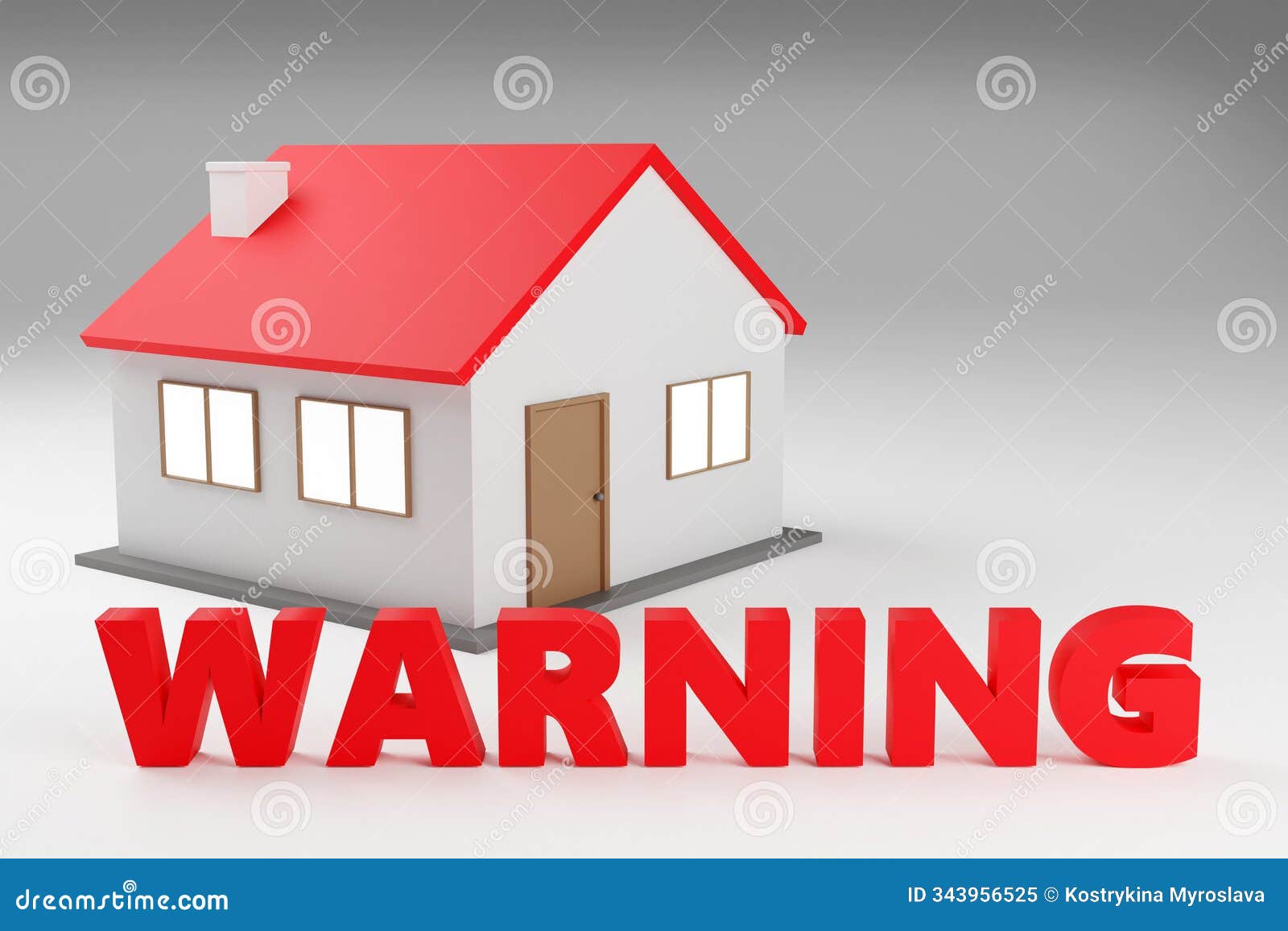 3d Render Red Sign Warning and Grey Background. Simple Minimalism ...