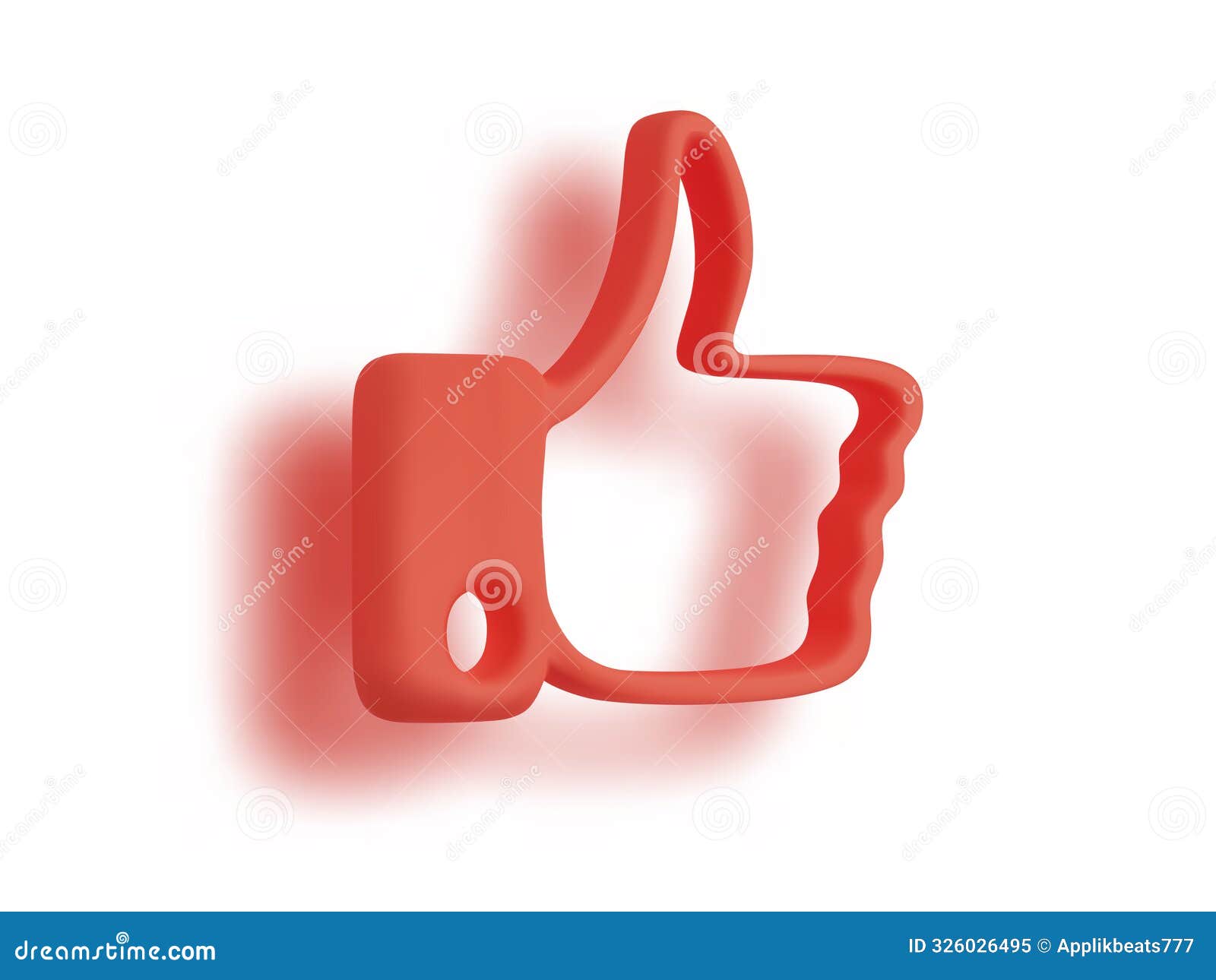 3d Render Red Thumbs Up with Shadow Isolated on White Background ...