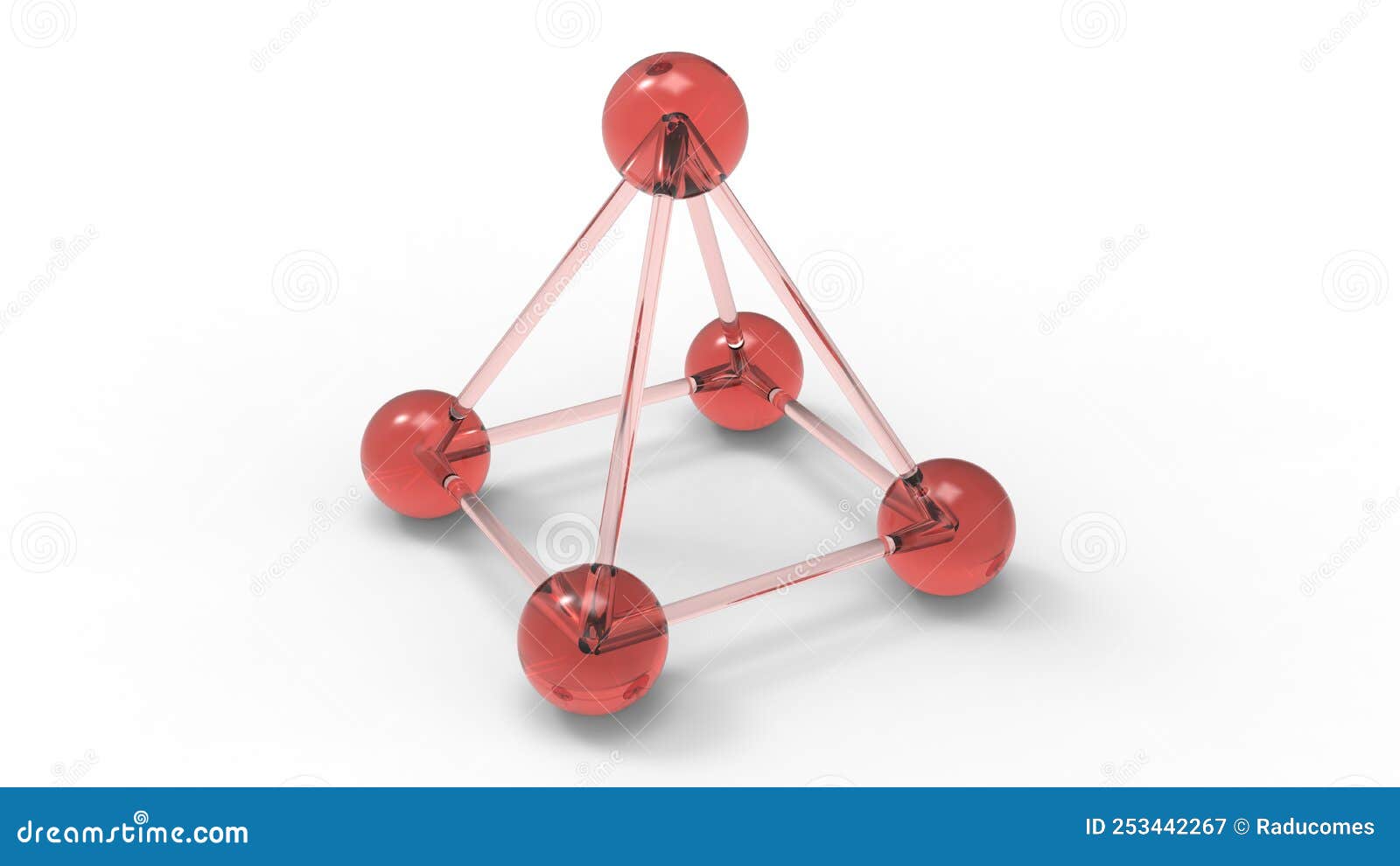 3D Render - Red Transparent Atom Pyramid Stock Illustration ...