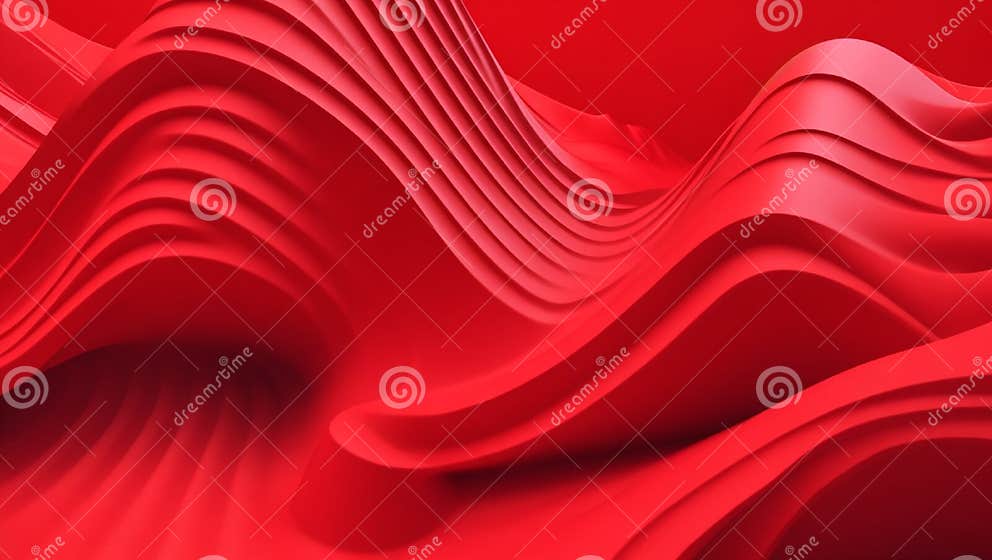 3D Render Red Wavey Background Stock Illustration - Illustration of ...